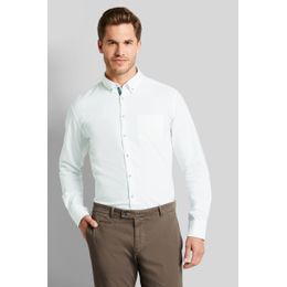 Bugatti Herren Langarmhemd, weiß, Gr. M, unifarben, 100% Baumwolle, Hemden, mit Button-Down-Kragen