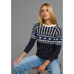 AJC Damen Jacquardpullover, wei&szlig;, Gr. 40, Feinstrick, Obermaterial: 50% Baumwolle, 50% Polyacryl, Pullover, mit Norwegermuster in verschiedenen