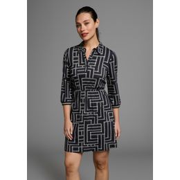 Laura Scott Damen Polokleid, blau, Gr. 38, bedruckt, gemustert, Jersey, Obermaterial: 95% Viskose, 5% Elasthan, Kleider, mit Grafik-Print