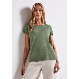 Street One Damen T-Shirt, grün, Gr. 44, unifarben, Jersey, Obermaterial: 95% Viskose, 5% Elasthan, Shirts, im Struktur-Mix