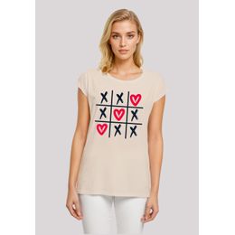 F4NT4STIC Damen T-Shirt "Valentinstag Herz Tic Tac Toe", wei&szlig;, Gr. XL, Obermaterial: 100% Baumwolle, Shirts, Premium Qualit&auml;t