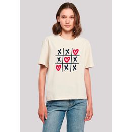 F4NT4STIC Damen T-Shirt "Valentinstag Herz Tic Tac Toe", wei&szlig;, Gr. S, Obermaterial: 100% Baumwolle, Shirts, Premium Qualit&auml;t