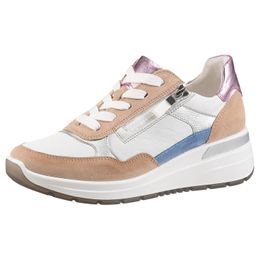Ara Damen Keilsneaker "GARDA", Gr. 2,5, wei&szlig;, Glattleder, Veloursleder, kontrastfarbene Details, Schuhe, Plateausneaker, Keilsneaker mit