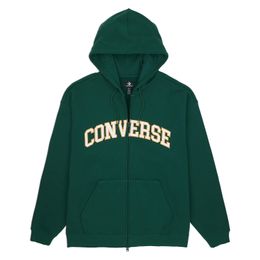 Converse Herren Kapuzensweatjacke "MEN'S Converse RETRO FULL ZIP HOODIE", gr&uuml;n, Gr. M, unifarben, Jersey, Obermaterial: 90% Baumwolle, 10% Polyester,