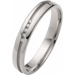 Firetti Damen Trauring "Schmuck Geschenk Gold 375 Hochzeit Ehering "LIEBE"", 17,5, 0,03 SI = kleine Einschlüsse mit Brillanten, Weißgold 375, 3,5mm,