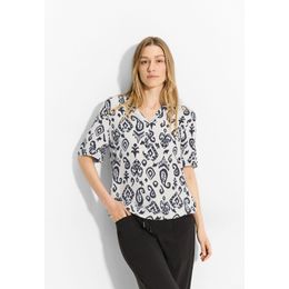 Cecil Damen Kurzarmbluse, wei&szlig;, Gr. M, bedruckt, Stoff, 100% Viskose, Blusen, aus softer Viskose