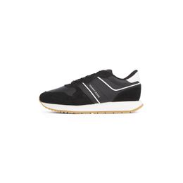 Tommy Jeans Damen Plateausneaker "TJW EVA RETRO RUNNER", Gr. 37, schwarz-weiß, Leder, Lederimitat, Schuhe, Freizeitschuh, Halbschuh, Schnürschuh mit