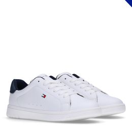 Tommy Hilfiger Mädchen Sneaker, Gr. 31, weiß, Lederimitat, Schuhe, Konfirmationsschuh, Kommunionsschuh mit Logoverzierung