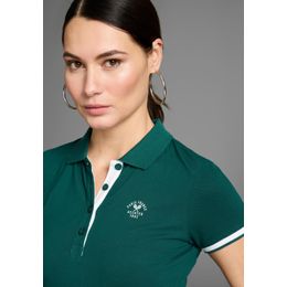 HECHTER PARIS Damen Poloshirt, grün, Gr. 38, unifarben, Piqué, Obermaterial: 95% Baumwolle, 5% Elasthan, Shirts, mit Kontrastdetails und Logoprint