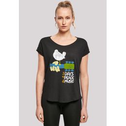 F4NT4STIC Damen T-Shirt "Woodstock Festival Poster'", schwarz, Gr. XS, Obermaterial: 100% Baumwolle, Shirts, Print