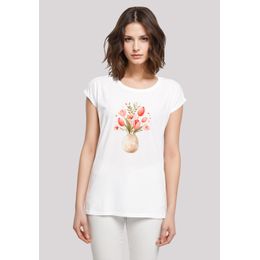 F4NT4STIC Damen T-Shirt "Rosa Fr&uuml;hlingsblumenstrau&szlig; in Vase", wei&szlig;, Gr. M, Obermaterial: 100% Baumwolle, Shirts, Premium Qualit&auml;t