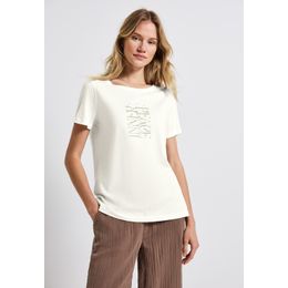 Street One Damen T-Shirt, weiß, Gr. 42, unifarben, Web, 50% Baumwolle, 50% Modal, Shirts, im soften Baumwoll-Mix