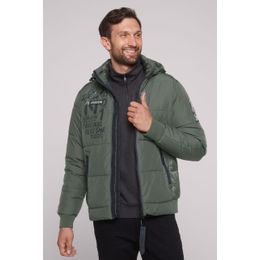 CAMP DAVID Herren Steppjacke, grün, Gr. XXL, bedruckt, Steppware, Obermaterial: 100% Polyamid, Jacken, mit abtrennbarer Kapuze