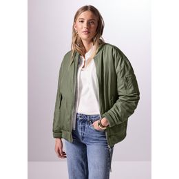 Damen Blouson, grün, Gr. 46, STREET ONE STUDIO, unifarben, Stoff, Obermaterial: 100% Polyester; Futter: 100% Polyester, Jacken, mit Rundhalsausschnitt