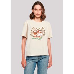 F4NT4STIC Damen T-Shirt "Weihnachten Hippie Santa And Reindeer", wei&szlig;, Gr. S, Obermaterial: 100% Baumwolle, Shirts, Premium Qualit&auml;t,