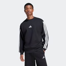 Herren Sweatshirt "M 3S FL SWT", schwarz-weiß, Gr. M, adidas Sportswear, Obermaterial: 55% Baumwolle, 36% Polyester, 9% Viskose, Sweatshirts