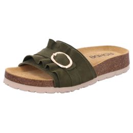Rohde Damen Pantolette "MILANO", Gr. 37, grün, Veloursleder, Schuhe, Sommerschuh, Strandschuh, Schlappen, Hausschuh mit Softfußbett
