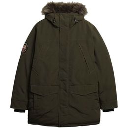 Superdry Herren Parka "EVEREST FAUX FUR PARKA JACKET", gr&uuml;n, Gr. M, unifarben, Web, Obermaterial: 100% Polyester, Jacken