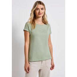 Street One Damen T-Shirt, grün, Gr. 42, unifarben, Web, 50% Baumwolle, 50% Modal, Shirts, im soften Baumwoll-Mix
