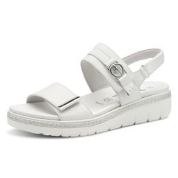 Tamaris Damen Keilsandalette, Gr. 40, wei&szlig;, Leder, Schuhe, Plateau, Sommerschuh, Riemchensandale mit Schmuckelement