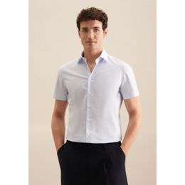 Seidensticker Herren Businesshemd "Slim", blau, Gr. 42, bedruckt, 100% Baumwolle, Hemden, Slim Kurzarm Kentkragen Druck