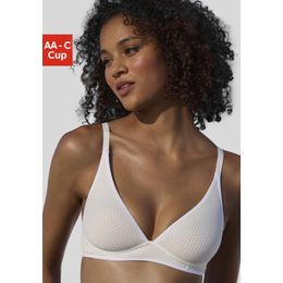 Lascana Damen Bralette-BH, Gr. 85, weiß, Mesh, Obermaterial: 61% Polyester, 29% Polyamid, 10% Elasthan, BHs, ohne Bügel mit Cups aus gemustertem