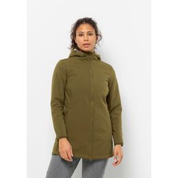 Jack Wolfskin Damen Softshellmantel "WINDLAND COAT W", grün, Gr. XS, OBERSTOFF 100% POLYESTER FUTTER 100% POLYESTER, Mäntel