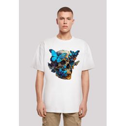 F4NT4STIC Herren T-Shirt "Schmetterling Skull OVERSIZE TEE", weiß, Gr. L, Obermaterial: 100% Baumwolle, Shirts, Print