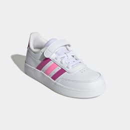 Mädchen Sneaker "BREAKNET 2.0 KIDS", adidas Sportswear, Gr. 33, weiß, Synthetik, Textil, Schuhe
