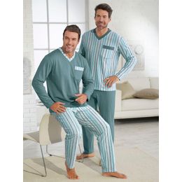 King´S Club KINGS CLUB Herren Schlafanzug, Gr. 44, grün, 100% Baumwolle, Homewear-Sets