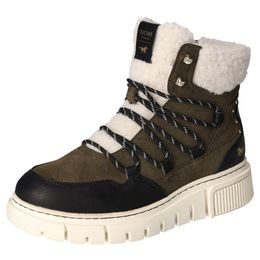 Mustang Shoes Damen Winterboots, Gr. 39, grün, Lederimitat, Textil, Schuhe, Schnürboots, Snowboots mit praktischem Innenreißverschluss