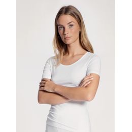 Calida Damen Unterhemd "Natural Comfort", Gr. M, wei&szlig;, Single Jersey, Obermaterial: 92% Baumwolle, 8% Elasthan, unifarben, Unterhemden, mit Rundhals