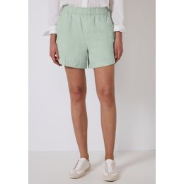 Damen Shorts, grün, Gr. 46, STREET ONE STUDIO, unifarben, Stoff, 100% Leinen, Hosen, mit seitlichen Einschubtaschen