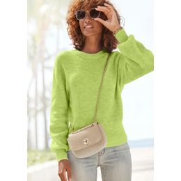 Lascana Damen Strickpullover, gr&uuml;n, Gr. 32, meliert, Strick, Obermaterial: 65% Polyacryl, 32% Polyester, 3% Elasthan, Pullover, in Melange-Optik,