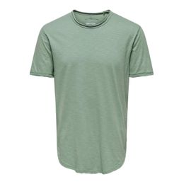 Only & Sons ONLY & SONS Herren Rundhalsshirt "ONSBENNE LONGY SS TEE NF 7822 NOOS", grün, Gr. L, unifarben, Single Jersey, Obermaterial: 100% Baumwolle, Shirts