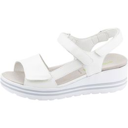 Waldläufer WALDLÄUFER Damen Keilsandalette "H-MICHELLE", Gr. 6, weiß, Nappaleder, unifarben, Schuhe, Sandale, Sommerschuh, Bequemschuh in Komfortweite H (= sehr