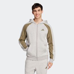 Herren Kapuzensweatshirt "M ESS CB FZ HD", grau, Gr. M, adidas Sportswear, Obermaterial: 55% Baumwolle, 36% Polyester, 9% Viskose, Sweatshirts