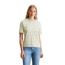 Marc O'Polo Damen T-Shirt "aus Organic Cotton", grün, Basic, Gr. XXL, MARC O'POLO DENIM, gestreift, Obermaterial: 100% Baumwolle, Shirts