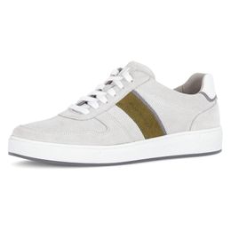 Pius Gabor Herren Sneaker, Gr. 7, weiß, Veloursleder, Schuhe, Freizeitschuh, Halbschuh, Schnürer mit Kontrastbesätze, Weite G