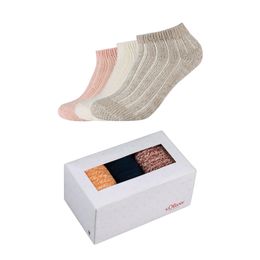 s.Oliver Herren Sneakersocken "Sneakersockenbox 3er Pack", Gr. 35, weiß, 69% Polyester, 29% Polyester, 2% Elasthan, meliert, Socken