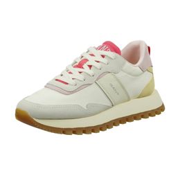 Gant Damen Sneaker "Caffay", Gr. 38, weiß, Nylon, Veloursleder, kontrastfarbene Details, Schuhe, Schnürschuh, Runner Sneaker mit markanter Laufsohle