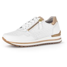 Gabor Damen Keilsneaker "TURIN", Gr. 40, wei&szlig;, Kalbsleder, Nappaleder, Schuhe, Freizeitschuh, Halbschuh, Schn&uuml;rschuh mit sch&ouml;nen Metallic-Details