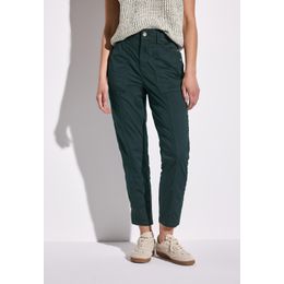 Street One Damen Paperbag-Hose, gr&uuml;n, Gr. 44, unifarben, Web, 97% Baumwolle, 3% Elasthan, Hosen, mit Elastikbund