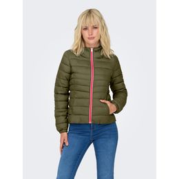 Only Damen Steppjacke "ONLTAHOE CONTRAST HOOD JACKET CC OTW", gr&uuml;n, Gr. XS, unifarben mit Farbeinsatz, Web, Obermaterial: 100% Nylon, Jacken