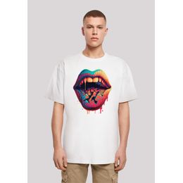 F4NT4STIC Damen T-Shirt "Drooling Lips OVERSIZE TEE", wei&szlig;, Gr. S, Obermaterial: 100% Baumwolle, Shirts, Print