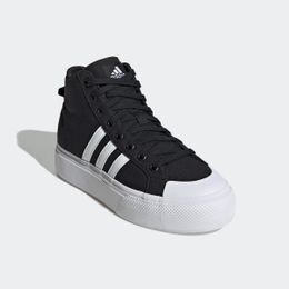Sneaker "BRAVADA 2.0 PLATFORM MID", adidas Sportswear, Gr. 40,5, schwarz-weiß, Textil, Schuhe, Design auf den Spuren des adidas Nizza