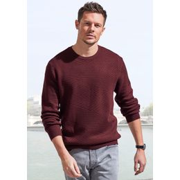 John Devin Herren Strickpullover, rot, Gr. S, unifarben, Feinstrick, Obermaterial: 50% Baumwolle, 50% Polyacryl, Pullover, Pullover aus weichem