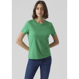 Véro Moda VERO MODA Damen Kurzarmshirt "VMPAULA S/S T-SHIRT NOOS", grün, Gr. XS, unifarben, Jersey, Obermaterial: 100% Baumwolle, Shirts