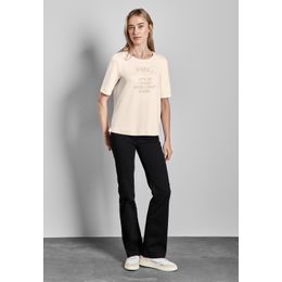 Street One Damen T-Shirt, weiß, Gr. 38, bedruckt, Stoff, 76% Viskose, 20% Modal, 4% Elasthan, Shirts, Rundhalsausschnitt