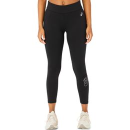 asics Damen Lauftights "asics LOGO 7/8 TIGHT", schwarz, Gr. S, Obermaterial: 88% Polyester, 12% Elasthan, Hosen